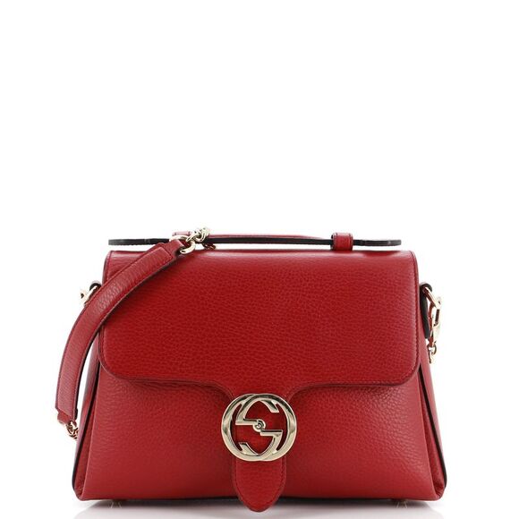 Gucci | Bags | Gucci Interlocking Top Handle Bag Leather Small Red ...